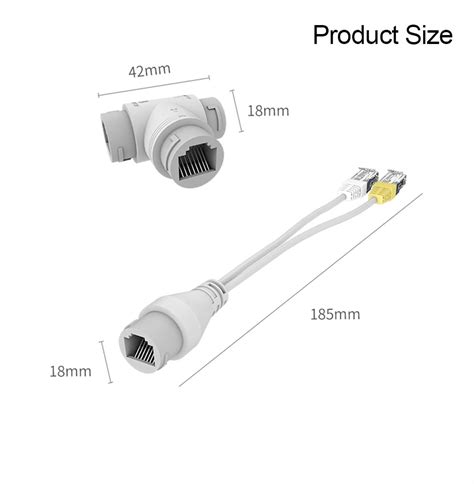 Poe Splitter 2 In 1 Network Cabling Connector Three Way Rj45 Connector For Hd Ip Camera Cctv