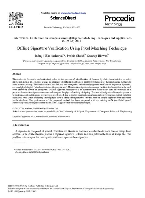 Pdf Offline Signature Verification Using Pixel Matching Technique