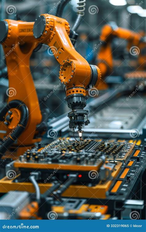 Robotic Arm Performs Precision Work On Assembly Line Showcasing Industrial Automation