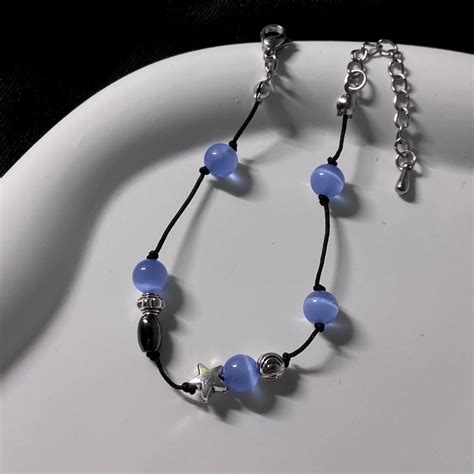 제작 블루 캣츠아이 별 원석 팔찌 에이블리