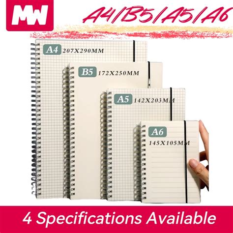 Mw A6 A5 B5 A4 Spiral Coil Notebook 80 Grams Thickened Notebooks 80 Sheets Notepads Shopee