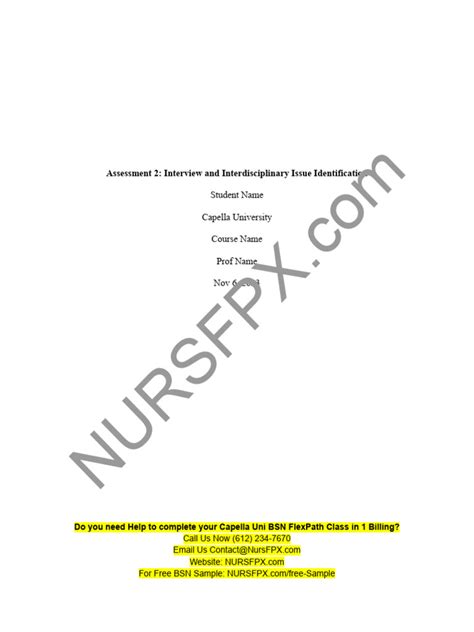 Nurs Fpx 4010 Assessment 2 Interview And Interdisciplinary Issue