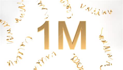 Premium Photo 1m Followers Symbol With Confetti 3d Rendering Gold 1m