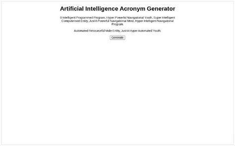 Artificial Intelligence Acronym Generator