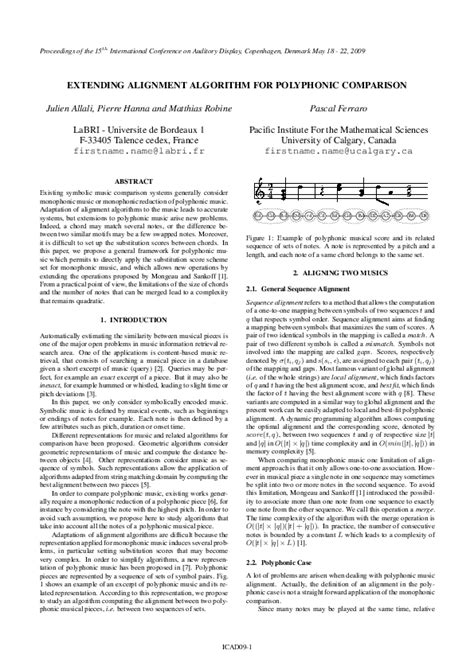 Pdf Extending Alignment Algorithm For Polyphonic Comparison