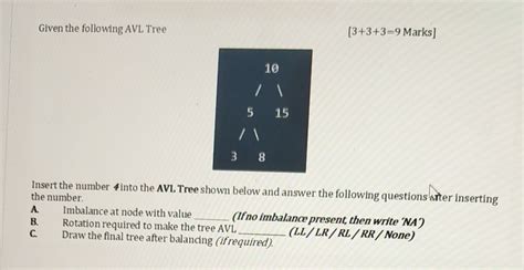 solved given the following avl tree] [9 ﻿marks insert the
