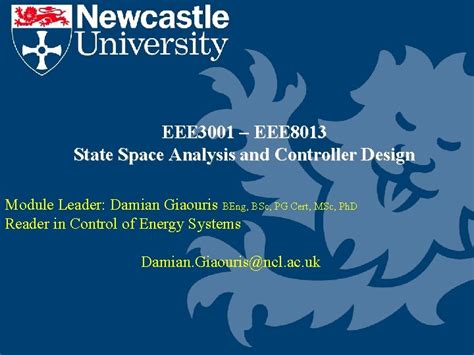 Eee 3001 Eee 8013 State Space Analysis And