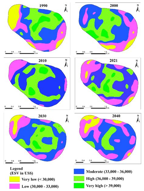 Spatio Temporal Differences Of The Esv In Usd 10 3 Based On Costanza Download Scientific