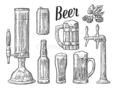 Beer Set With Tap Class Can Bottle And Tanks From Brewery Factory