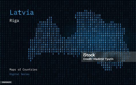 Ilustración De Latvia Map Shown In Binary Code Pattern Matrix Numbers