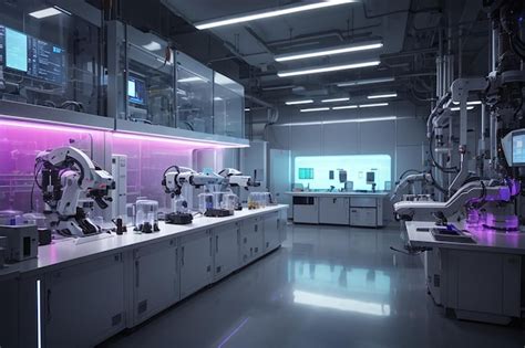 premium ai image robotics and automation futuristic science lab