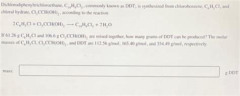 Solved Dichlorodiphenyltrichloroethane C₁4h Cl Commonly