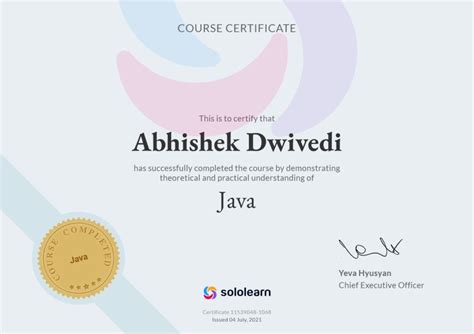 Sololearn Java Programming Share Certificateofcompletion