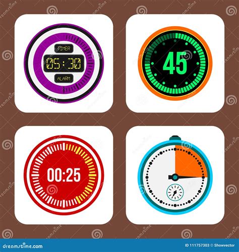 Clock Watches Vector Timer Colorful Measurement Tools Number Digital Information Stopwatch