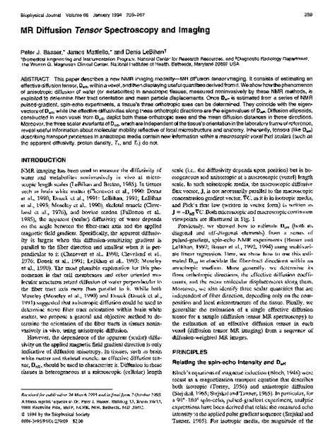 Pdf Mr Diffusion Tensor Spectroscopy And Imaging