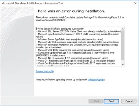 Sharepoint 2019 Prerequisite Installer Fails Cumulative Update 7 For Appfabric Software