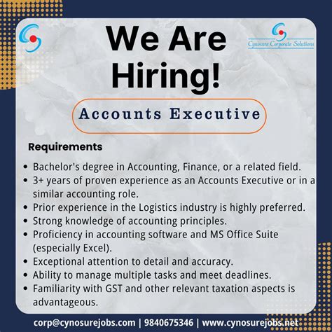 Cynosure Corporate Solutions On Linkedin Hello Everyone We Are Hiring Accounts Executive