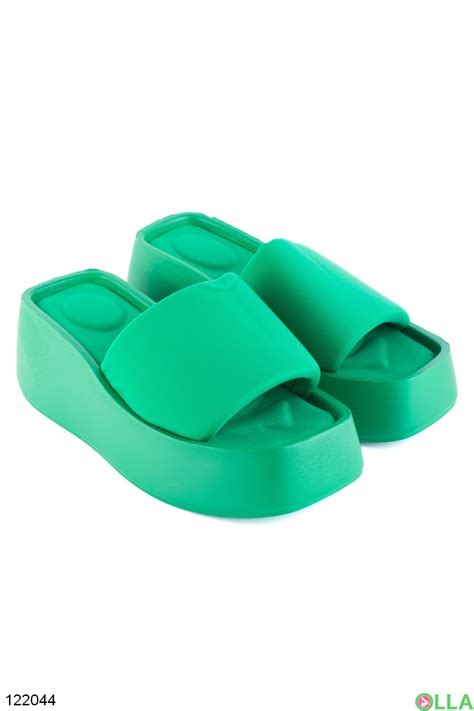 Жіночі зелені шльопанці на платформі И 9203 10 купити недорого в інтернет магазині «olla