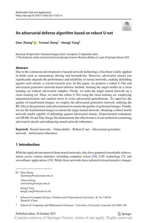 an adversarial defense algorithm based on robust u net