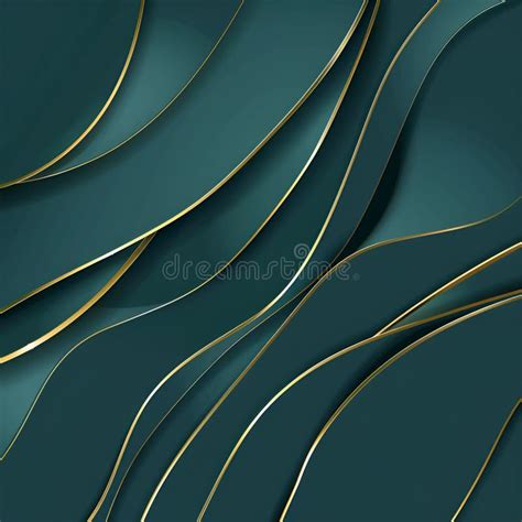 Abstract Luxury Background With Dark Green Layers And Flowing Gold