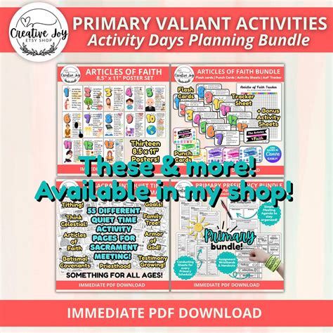 Primary Valiant Activities Printables Lds Activity Days Planner
