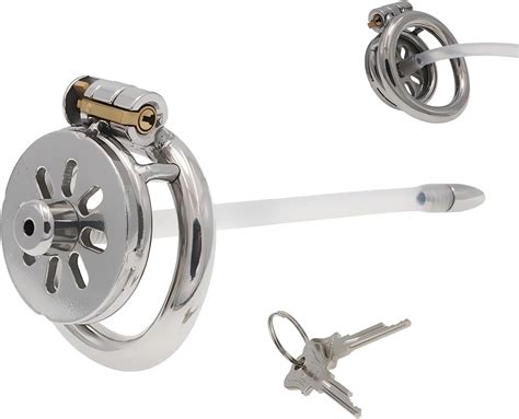 Flat Chastity Cage With Catheter Male Sex Toys Metal