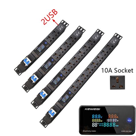 Universal Hole Power Distribution Device With Digital Display Meter Pdu Power Board 16a Air