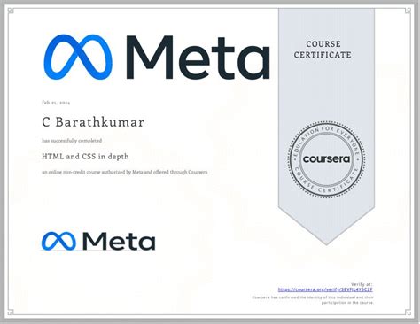 C Barathkumar On Linkedin Proudly Displaying My Coursera Htmlcss