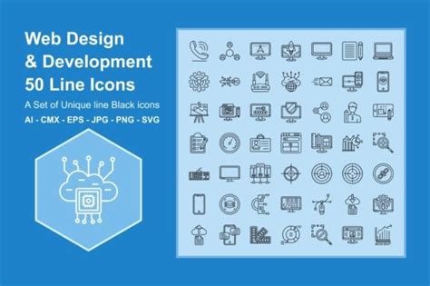 Web Design And Development Line Icon Set Graphic By Jm Graphics