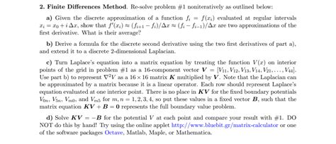 Solved Finite Differences Method Re Solve Problem Chegg