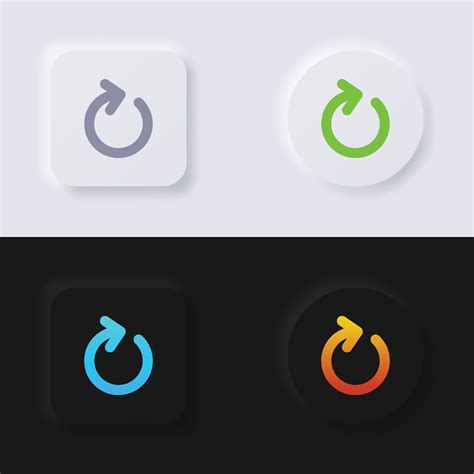 Circular Arrow Button Icon Reload Button Icon Set Multicolor Neumorphism Button Soft Ui Design