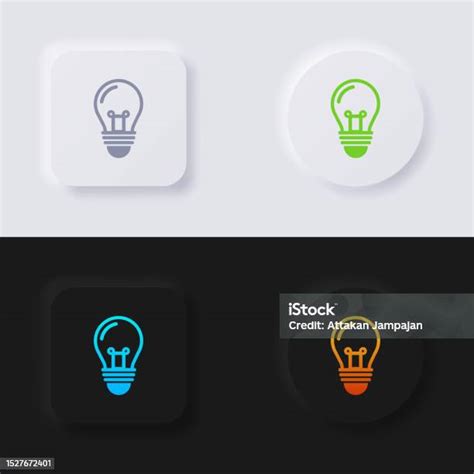 전구 아이콘 세트 웹 디자인 응용 프로그램 Ui 등을 위한 여러 가지 빛깔의 Neumorphism 버튼 소프트 Ui 디자인 버튼 벡터 3차원 형태에 대한 스톡 벡터 아트 및