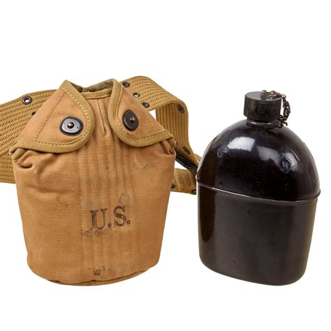 Original U S Wwii Rare M1942 Black Porcelain Enamel Canteen In Carrie
