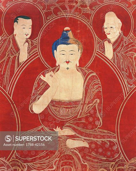 Amitabha And Two Deities Detail From The Paradise Of Amitabha Buddha