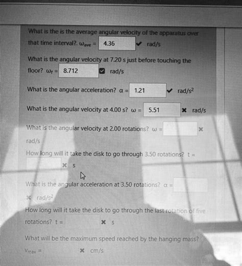 solved what is the is the average angular velocity of the apparatus
