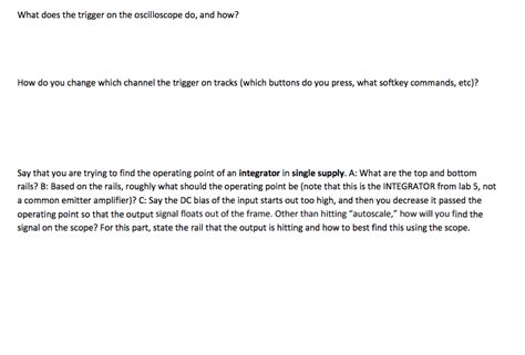 Solved What Does The Trigger On The Oscilloscope Do And Chegg Com