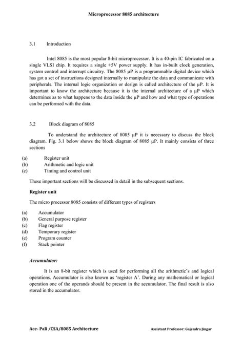 Computer System Architecture Microprocessor 8085 Unit 4 Pdf