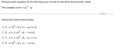 Solved Find Parametric Equations For The Following Curve Chegg
