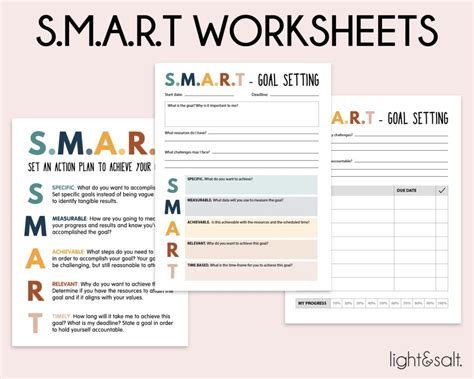 Smart Goals Template Smart Goals Worksheet Smart Goal Tracker Goal Setting Printable Smart Goal