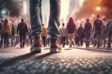 Premium Ai Image Group Of People Walking On The Crosswalk Neural Network Ai Generated