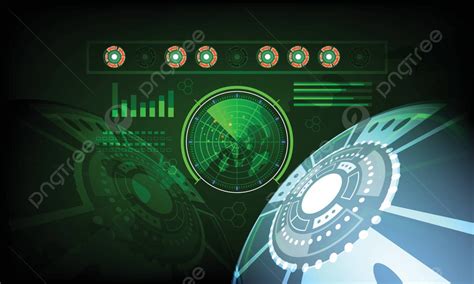 Radar Screen Digital Interface With World Map Abstract Military Map