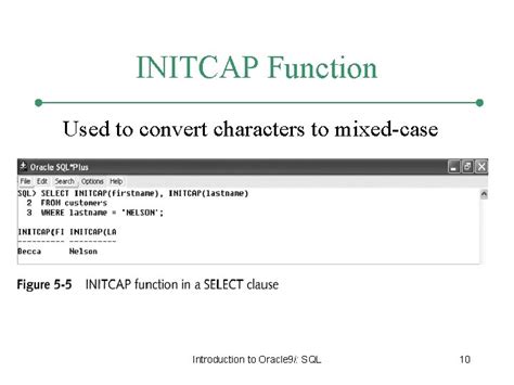 Selected Singlerow Functions Introduction To Oracle 9 I