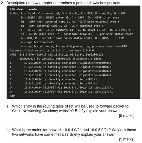Solved Description On How A Router Determines A Path And Chegg