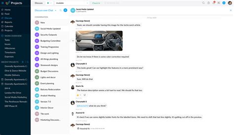 project group chat zoho projects