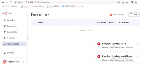 Problem Loading Datarequest Failed With Status Code 500 Questions N8n