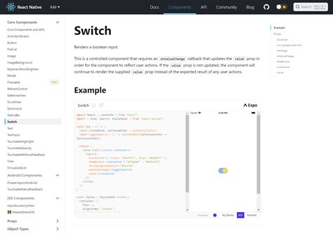 Add Switch Component Examples With Images Issue Facebook React Native Website GitHub