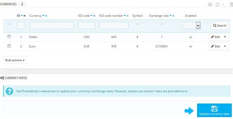 Prestashop 16x How To Manage Currencies And Set Up A Default One