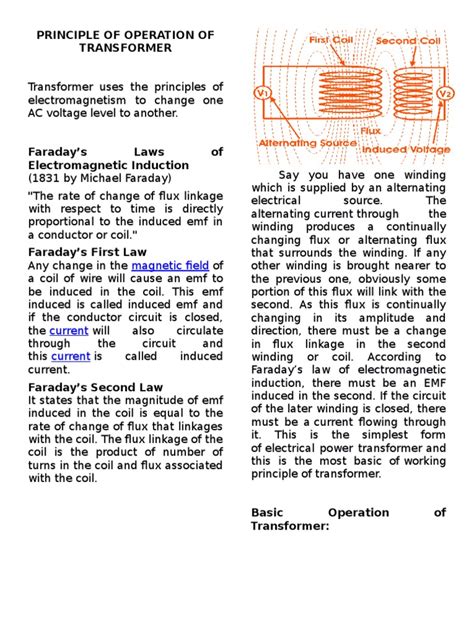 Principle Of Operation Of Transformer Pdf Inductor Electromagnetic Induction
