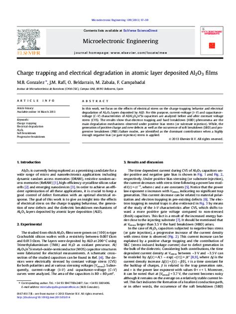 Pdf Charge Trapping And Electrical Degradation In Atomic Layer Deposited Al2o3 Films