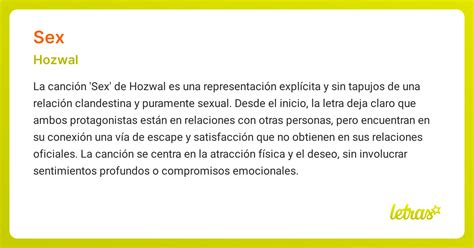Significado De La Canción Sex Hozwal Letras Com